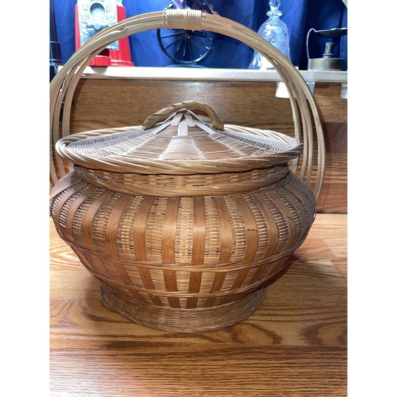 Unbranded | Other | Round Rattan Split Bamboo Woven Wicker Basket Brown ...
